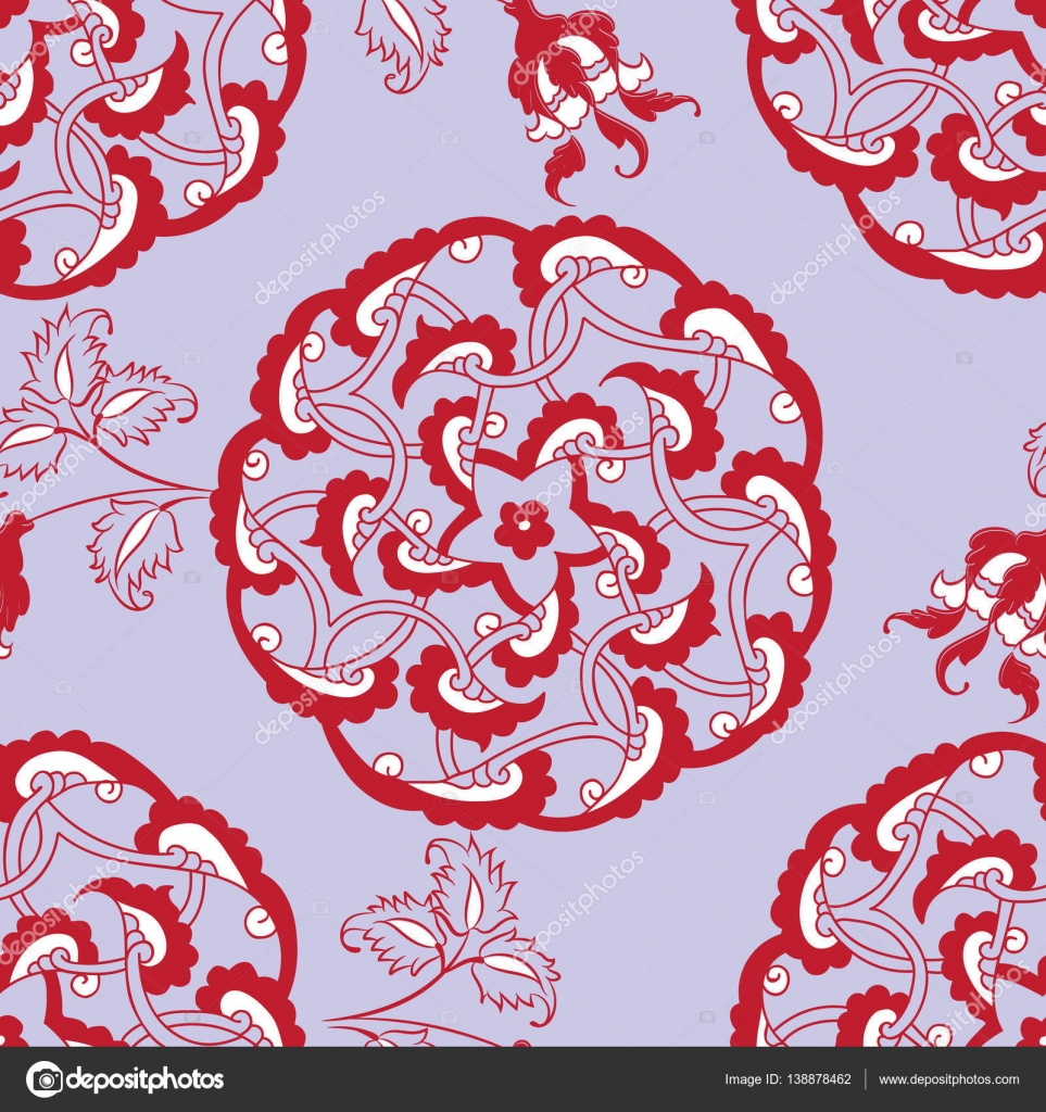 Turkish Iznik tile, seamless islamic pattern with oriental curve Stock ...