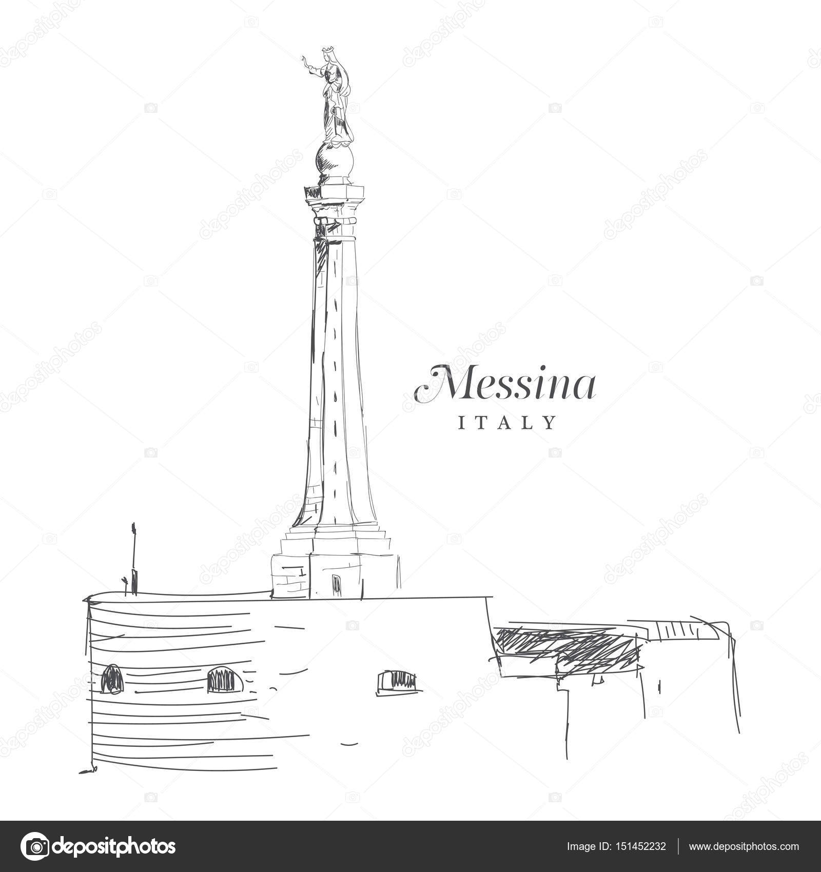 Freehand digital drawing of Messina, Italy Stock Vector Image by ...