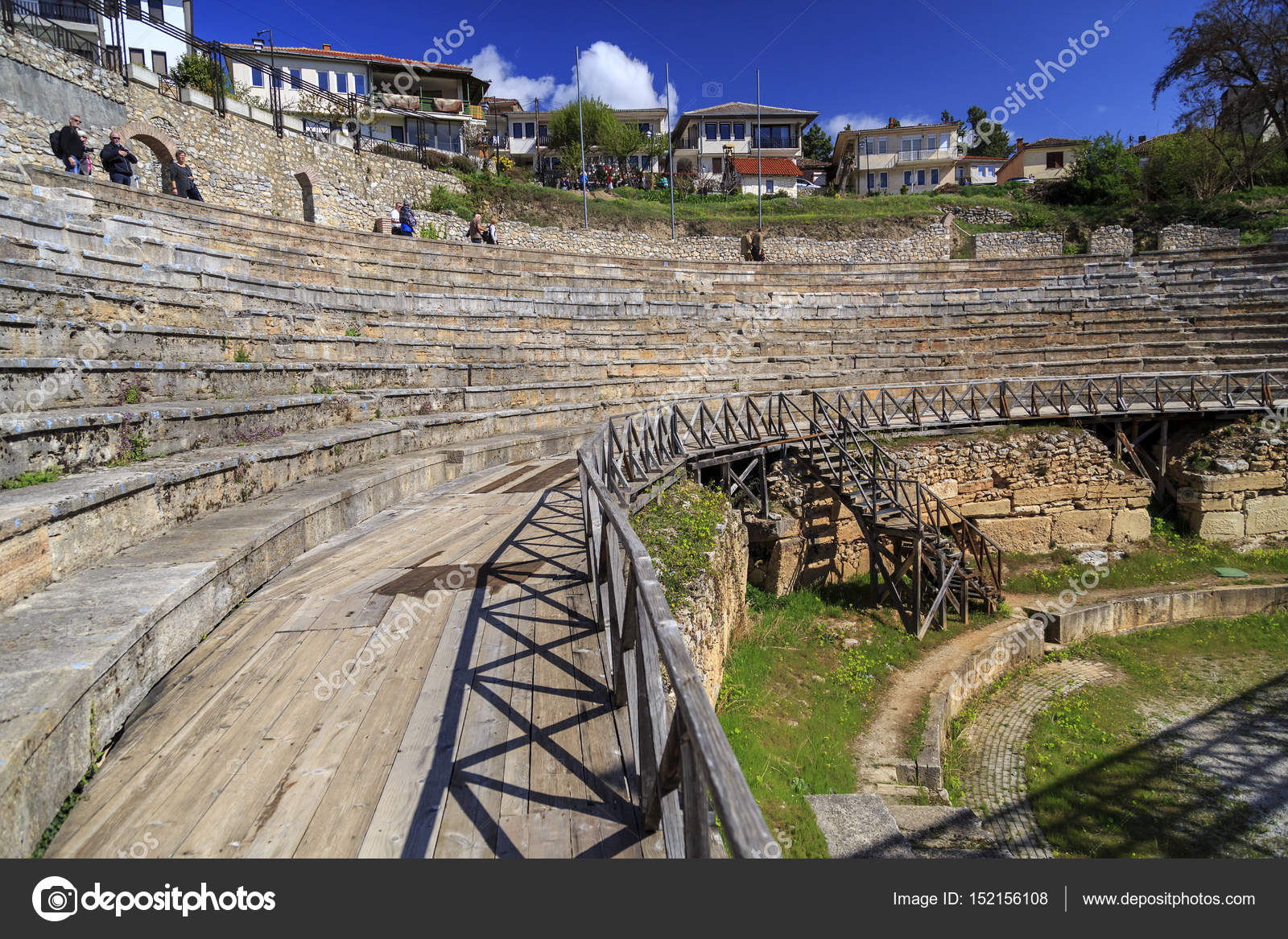 The ancient Greek amphitheater in Ohrid — Stock Editorial Photo ...