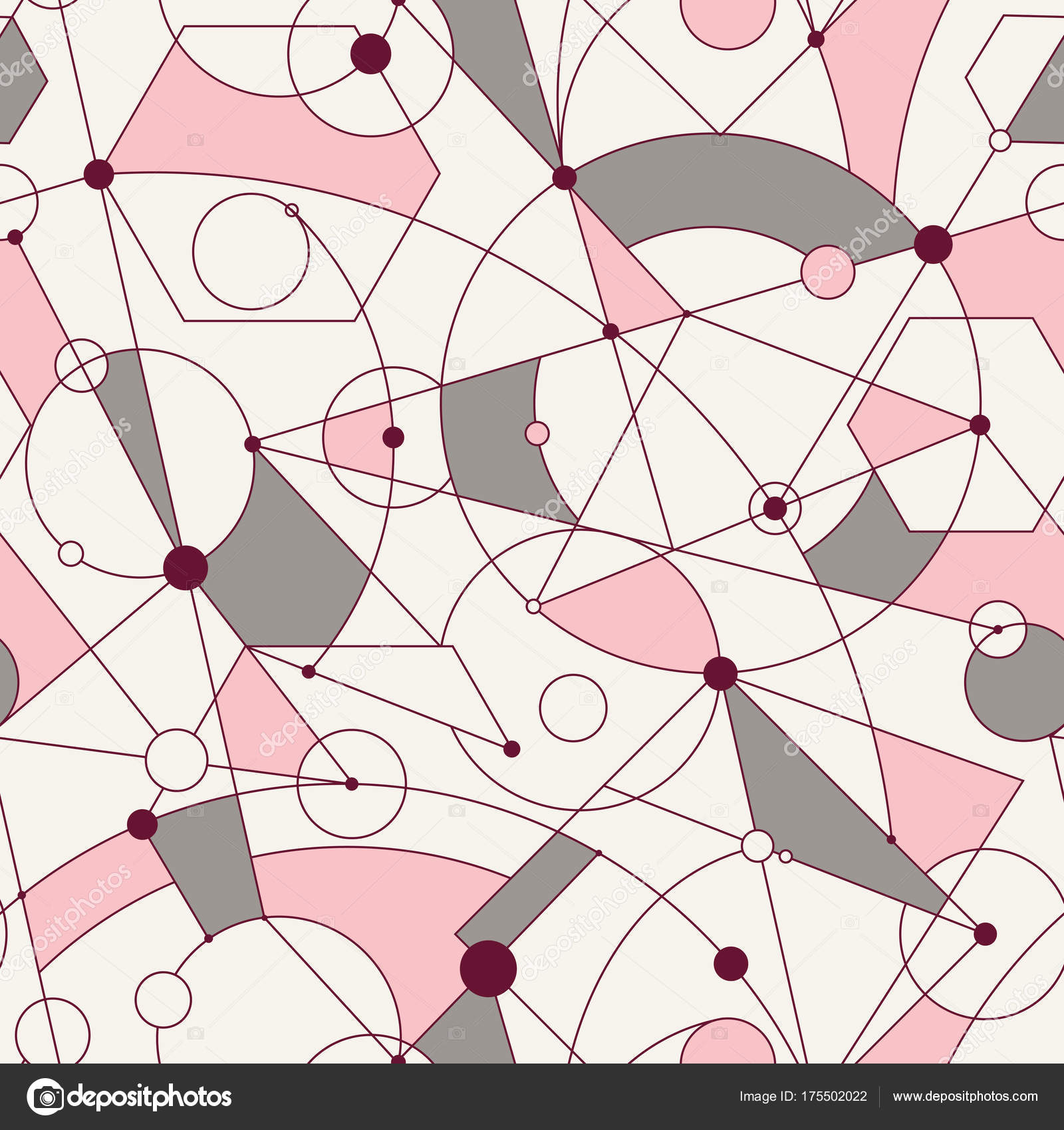 Grid seamless pattern with random geometric shapes and lines — Stock ...