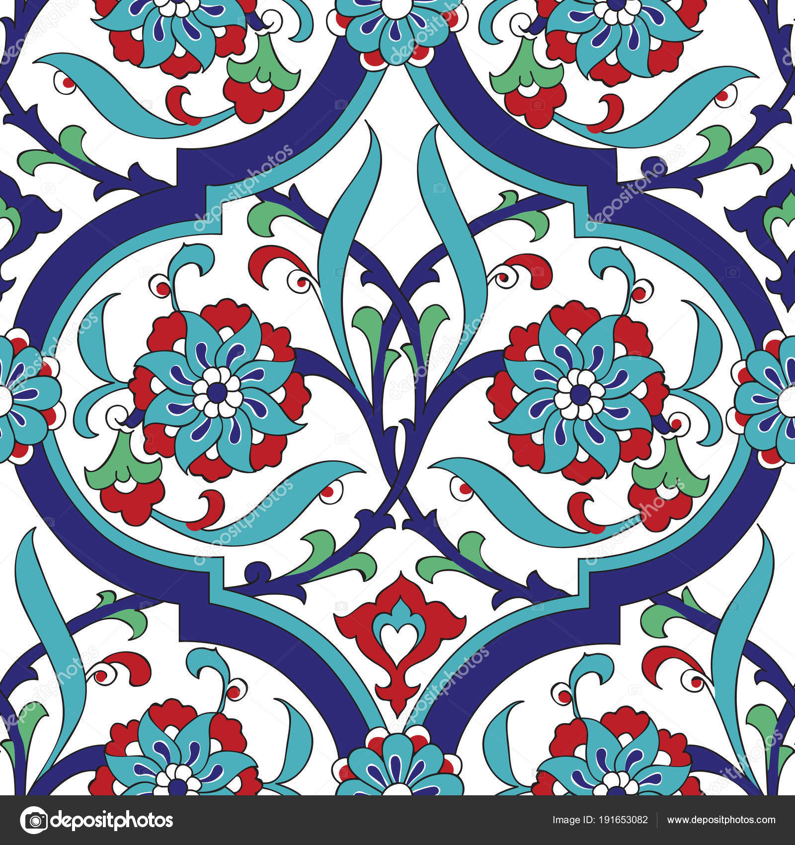 Iznik tile floral seamless pattern design Stock Vector Image by ...