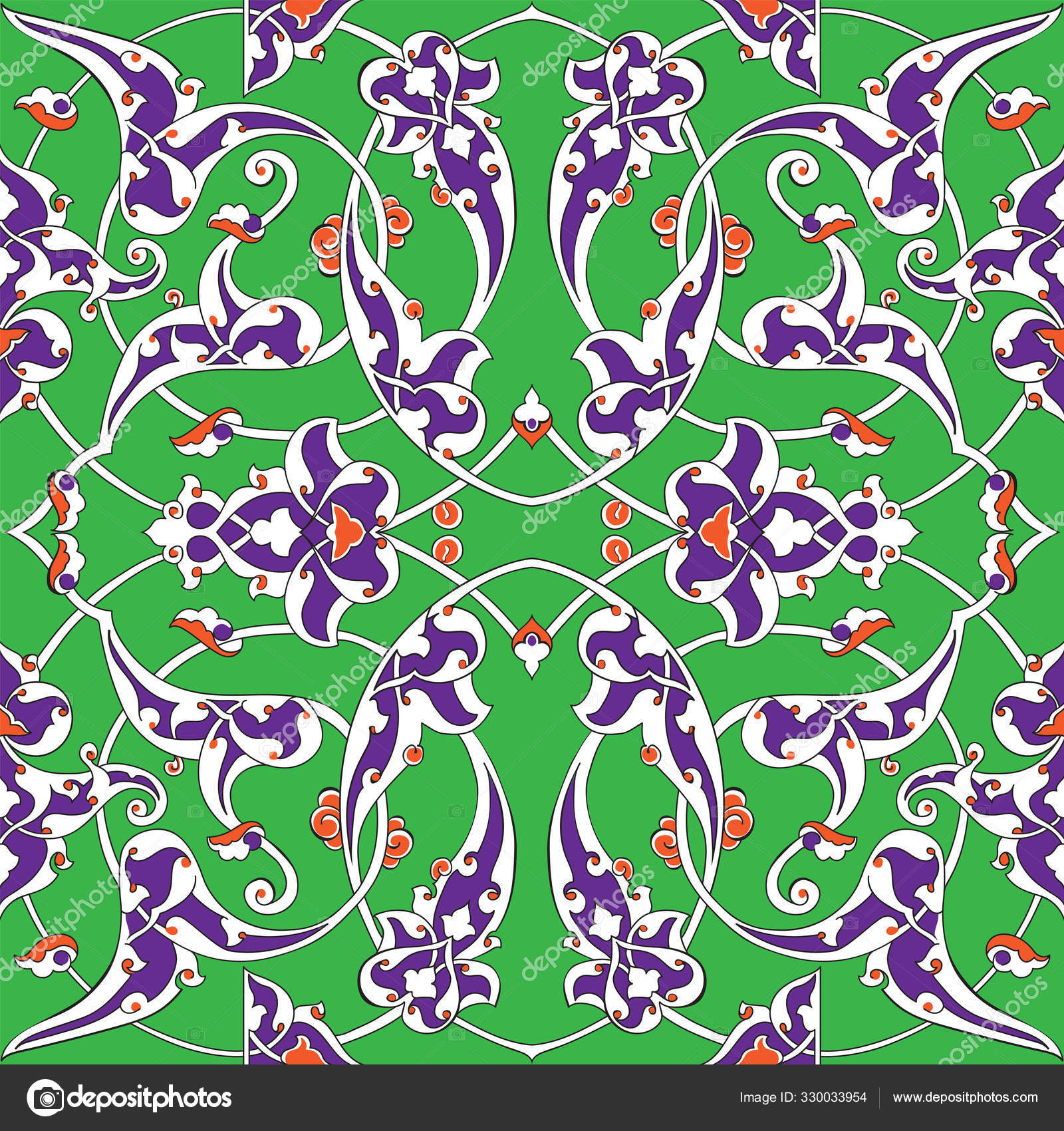 Iznik tile pattern with floral ornaments Stock Vector Image by ...