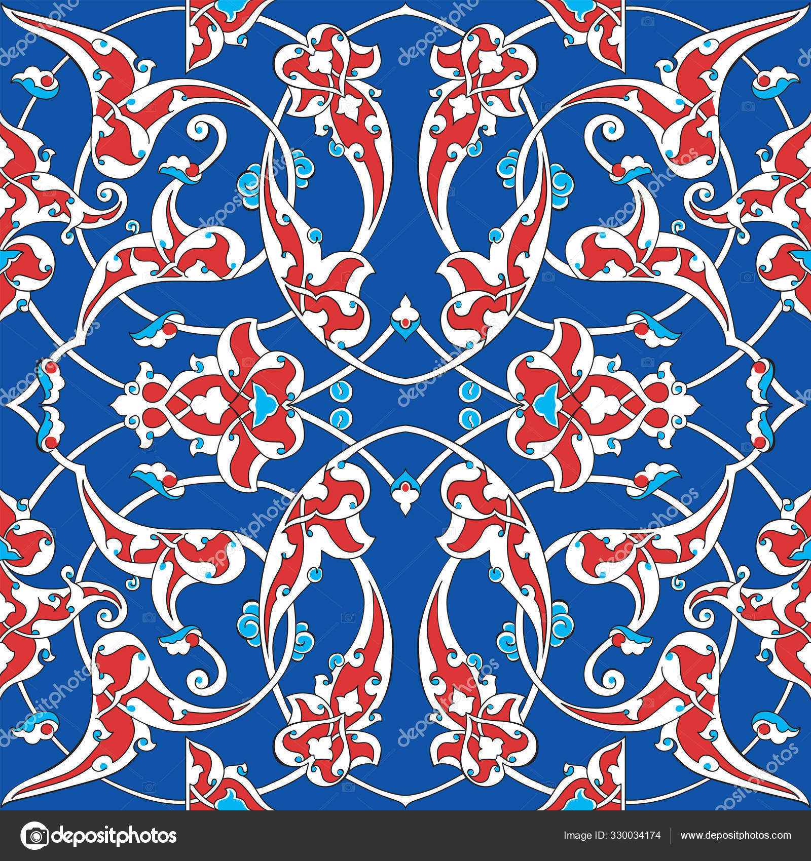 Iznik tile pattern with floral ornaments Stock Vector Image by ...