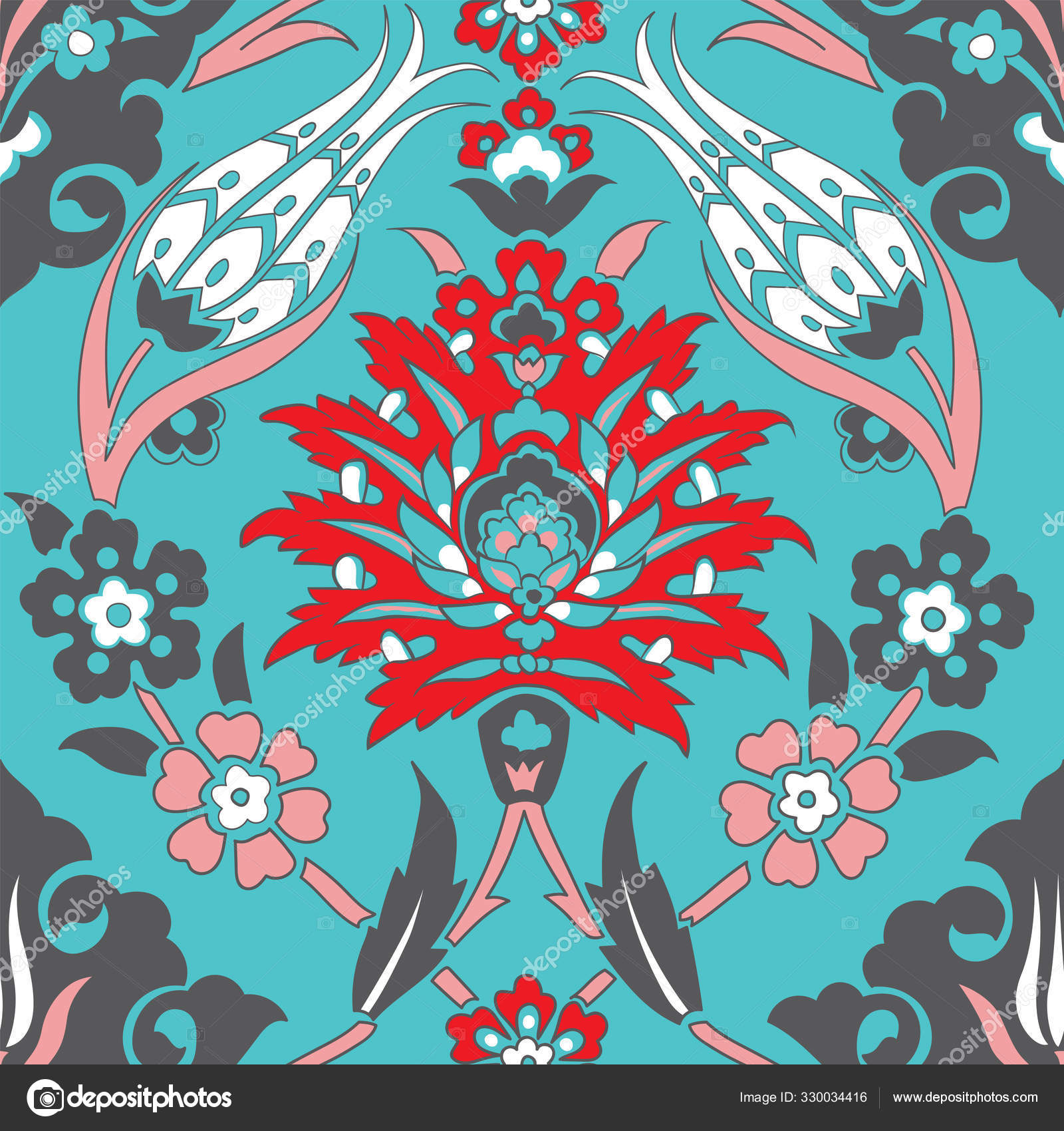 Iznik tile pattern with floral ornaments Stock Vector Image by ...