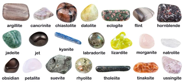 Various polished minerals with names isolated Stock Photo by ©vvoennyy ...