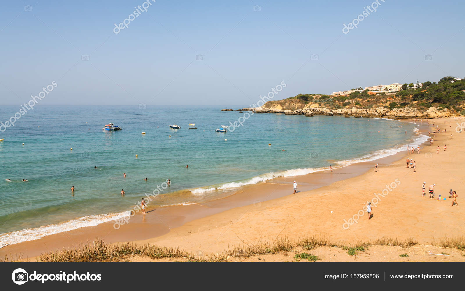 Urban beach Praia dos Alemaes in Albufeira city Stock Photo by ...