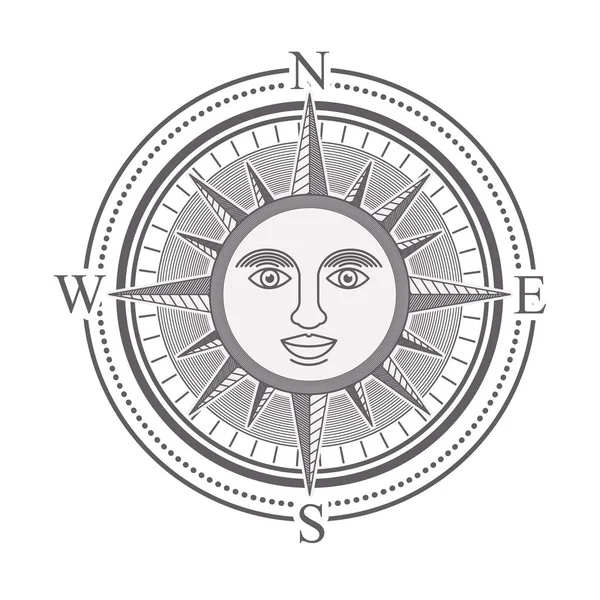 Compass rose sun | Vintage sun compass rose — Stock Vector © iatsun ...