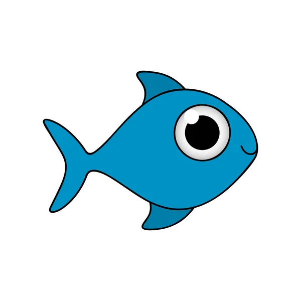 Blue fish with big eyes | Blue fish with big eyes icon — Stock Vector ...