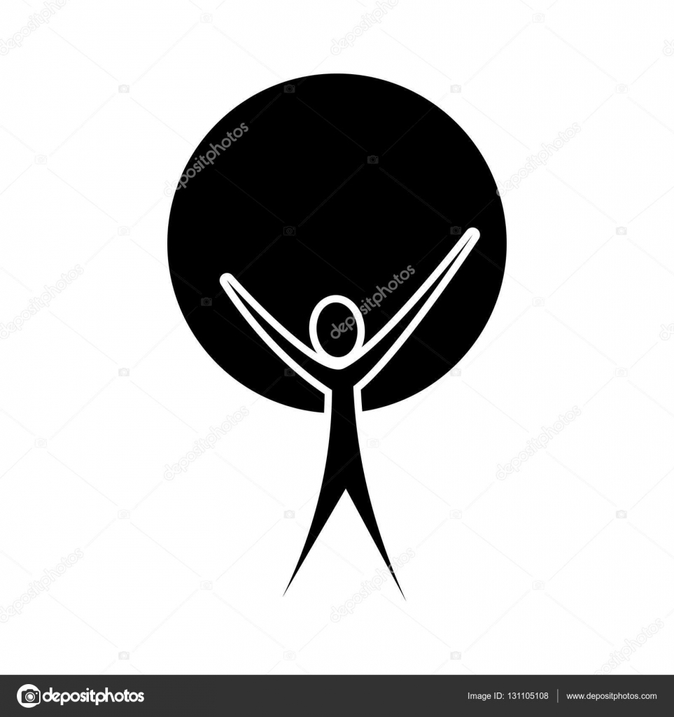 Black color tree trunk human with foliage shape of circle Stock Vector ...