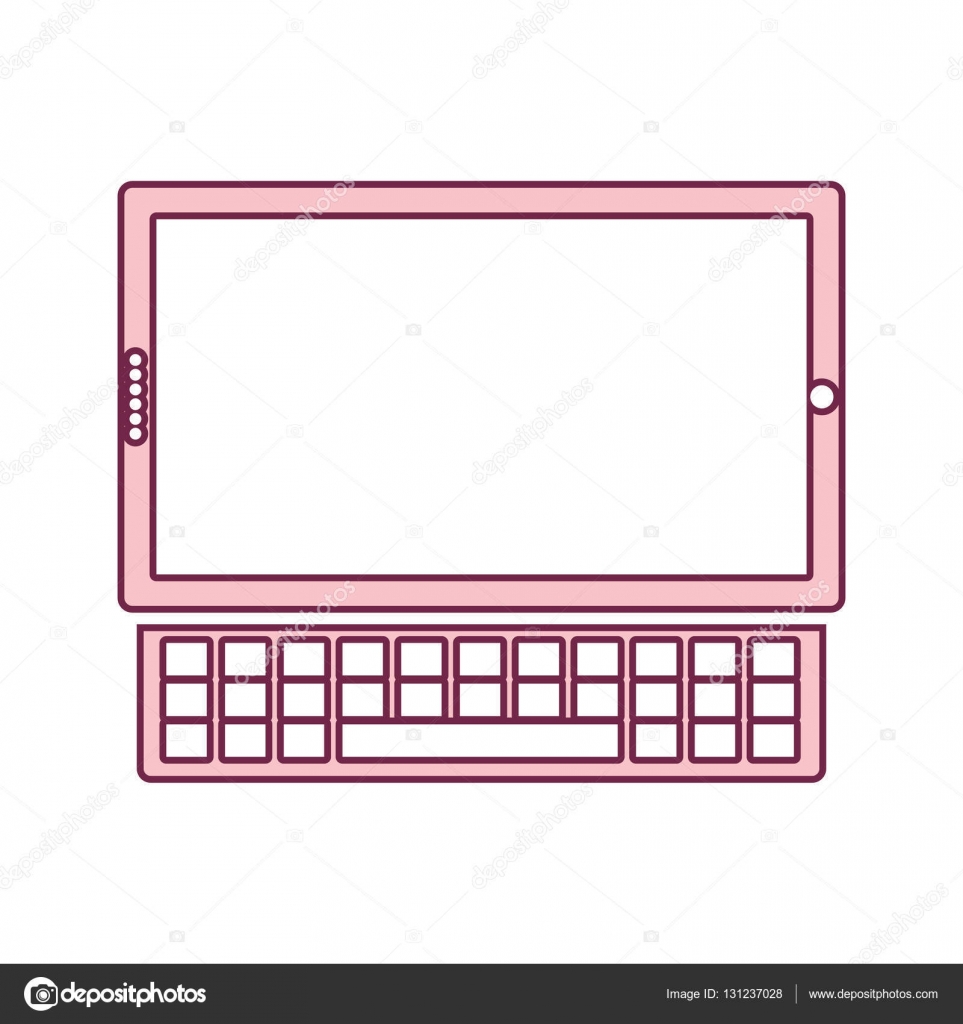 Contour tablet touch in light pink color and keyboard Stock Vector by ...