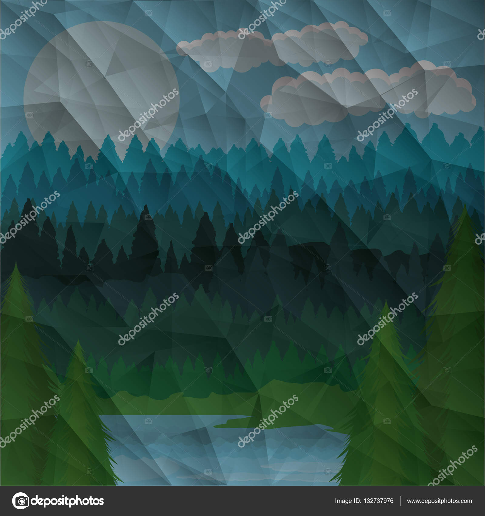 Polygonal and landscape background design Stock Vector Image by ...
