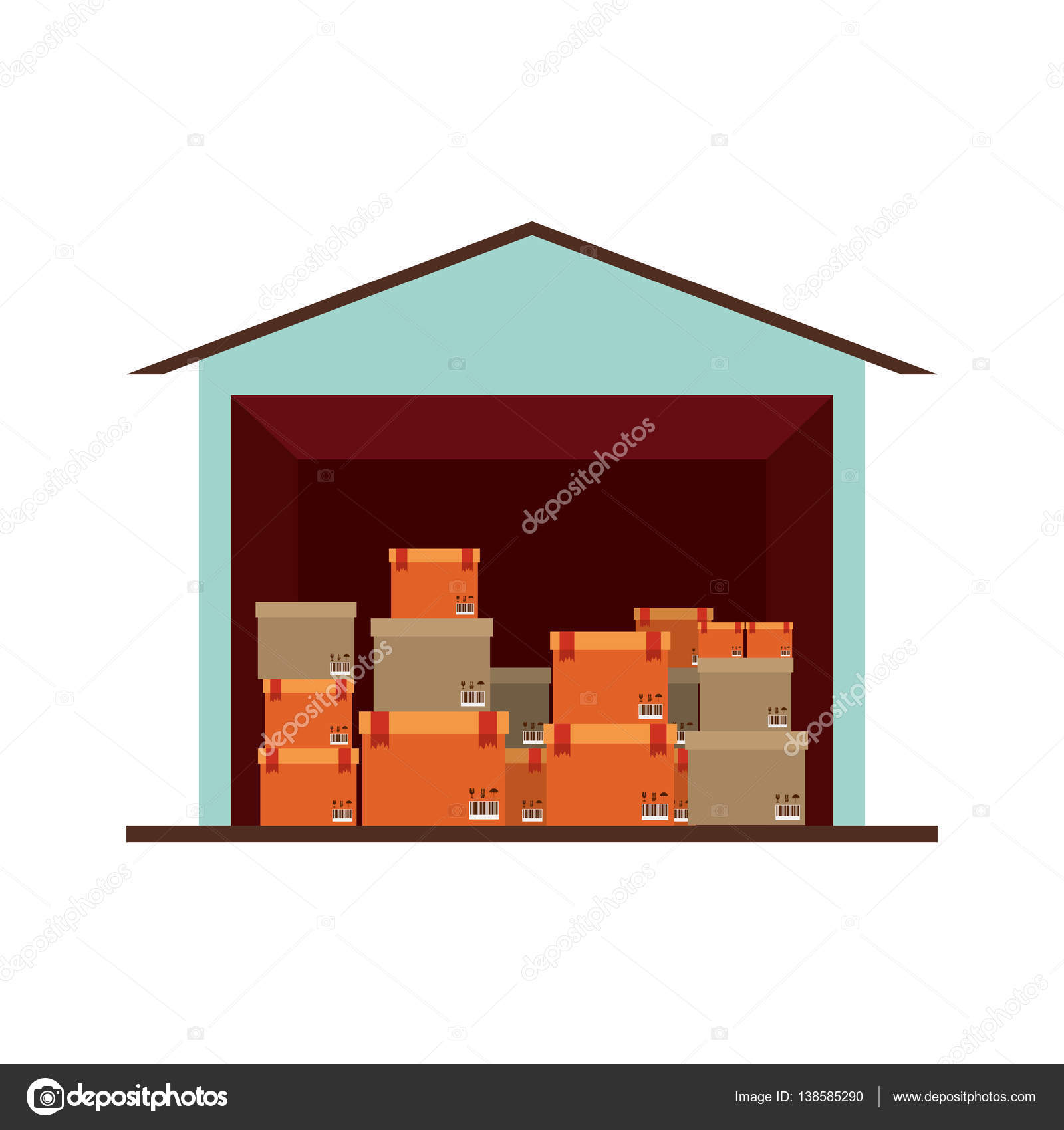 bodega de almacenamiento de información de paquete múltiple — Vector de ...