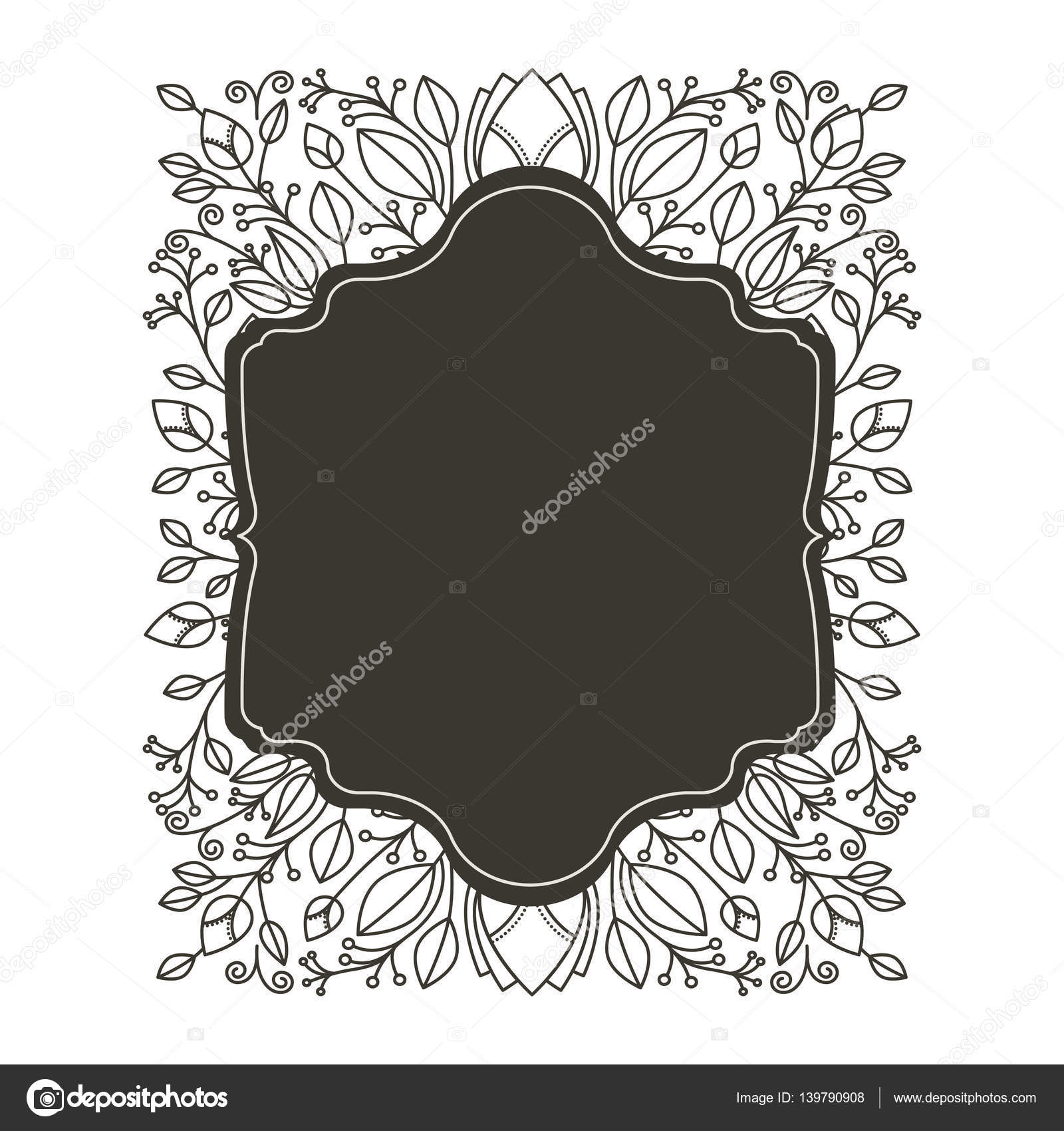 Silhouette border heraldic with decorative ornament floral design ...