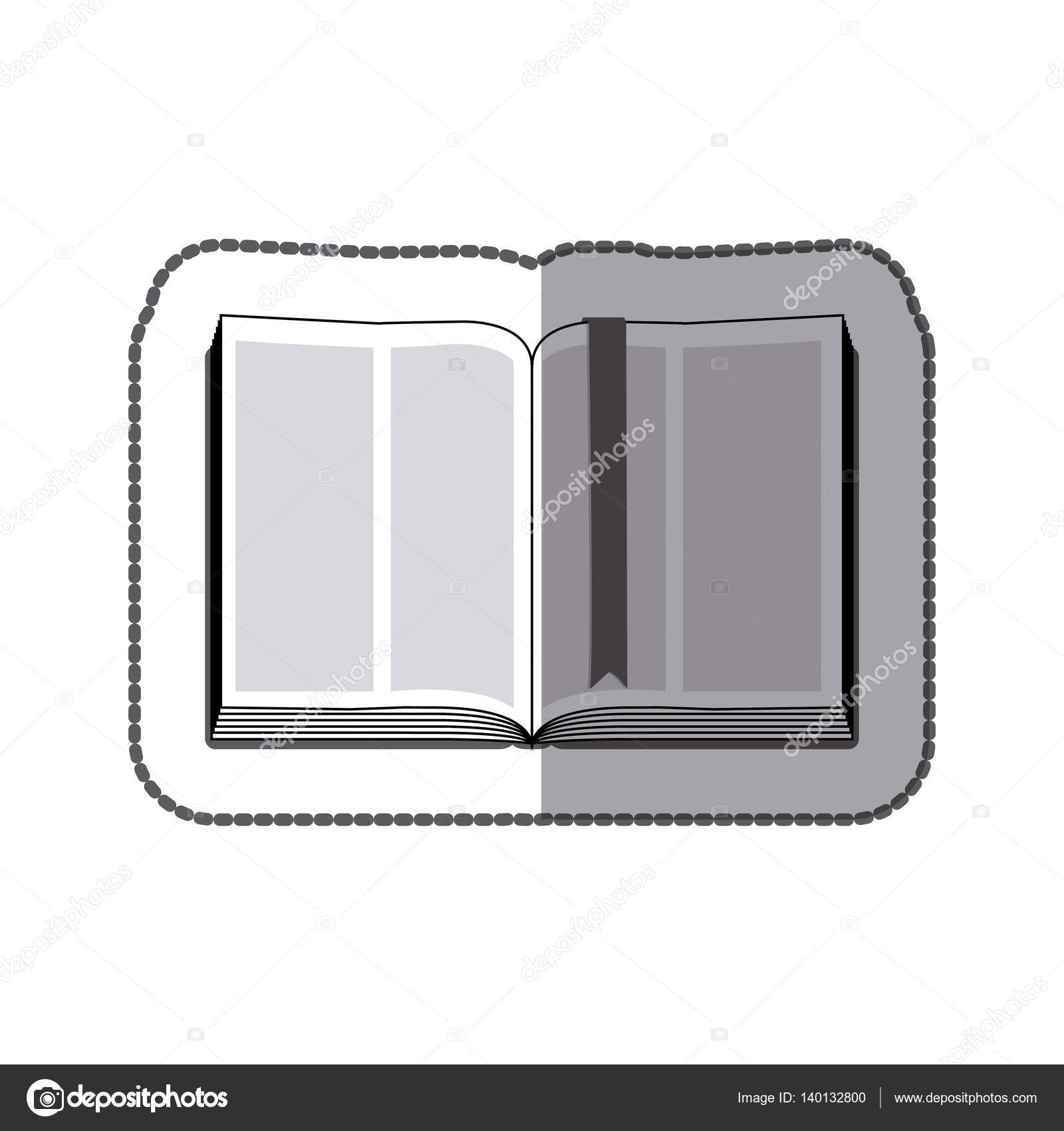 Middle shadow sticker grayscale with open book with ribbon Stock Vector ...