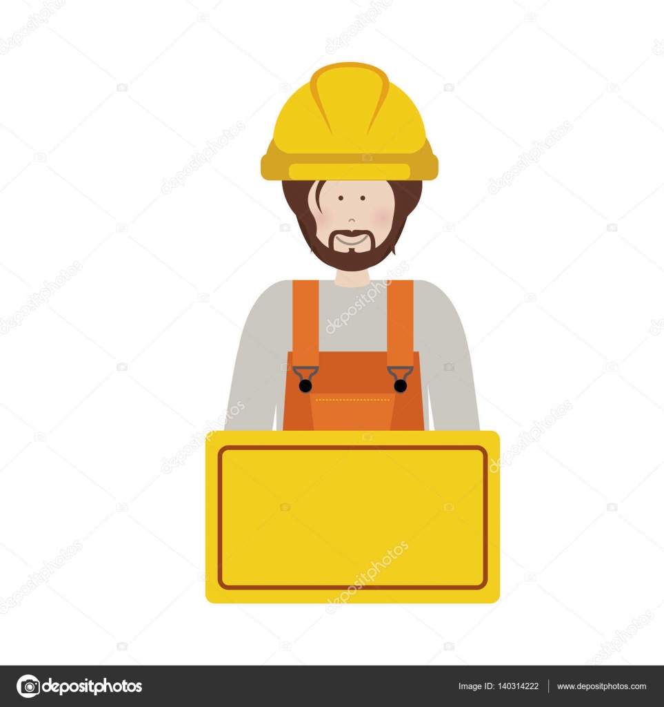 dibujo animado del obrero de la construcción — Vector de stock ...