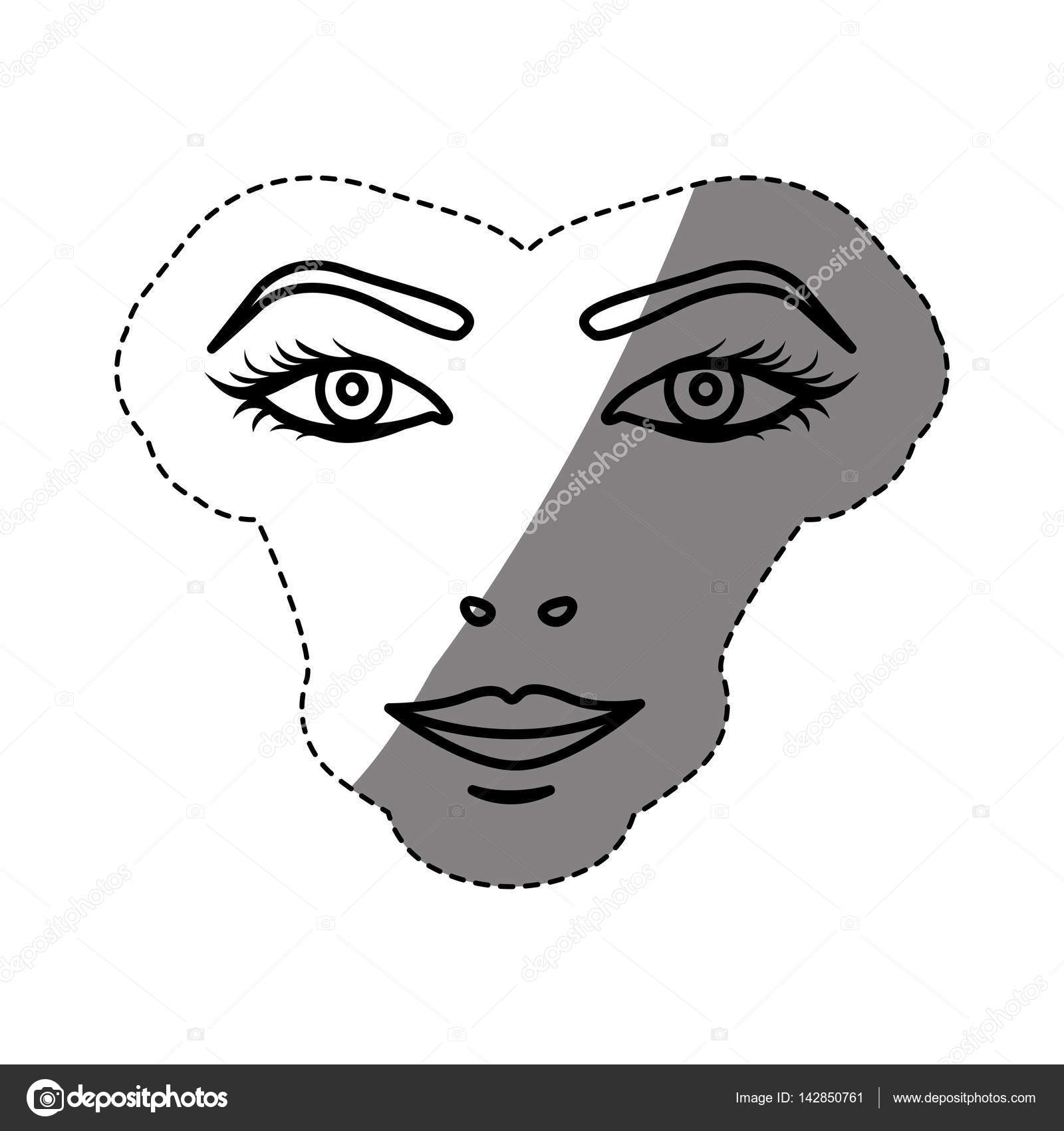 Monochrome contour sticker with female face Stock Vector by ...