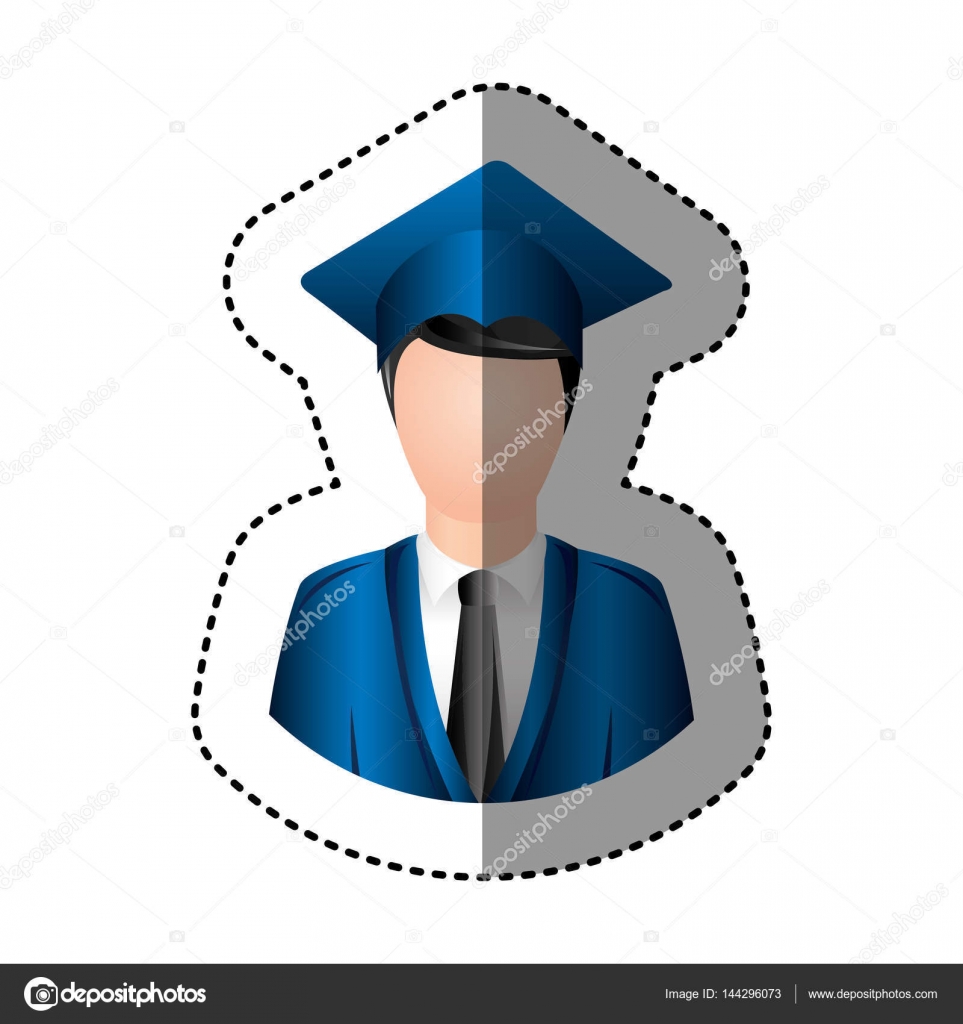 Sticker half body man with graduation outfit faceless Stock Vector ...
