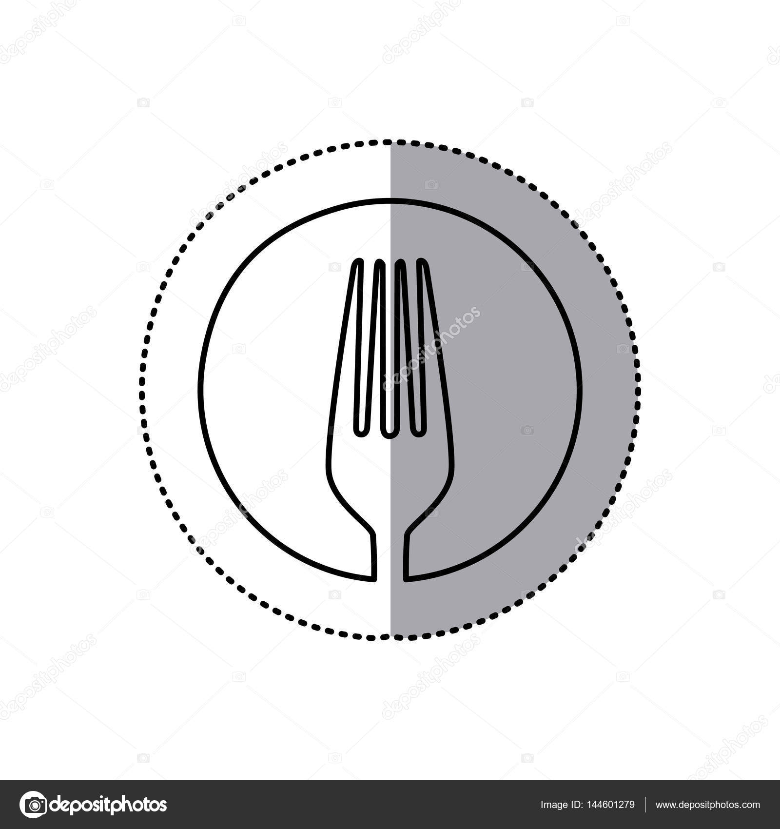 Sticker with sketch of fork in circle Stock Vector by ©grgroupstock ...