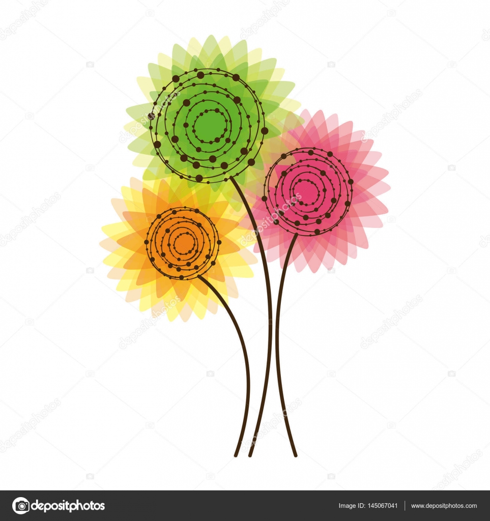 Colorful rounds flowers icon Stock Vector by ©grgroupstock 145067041