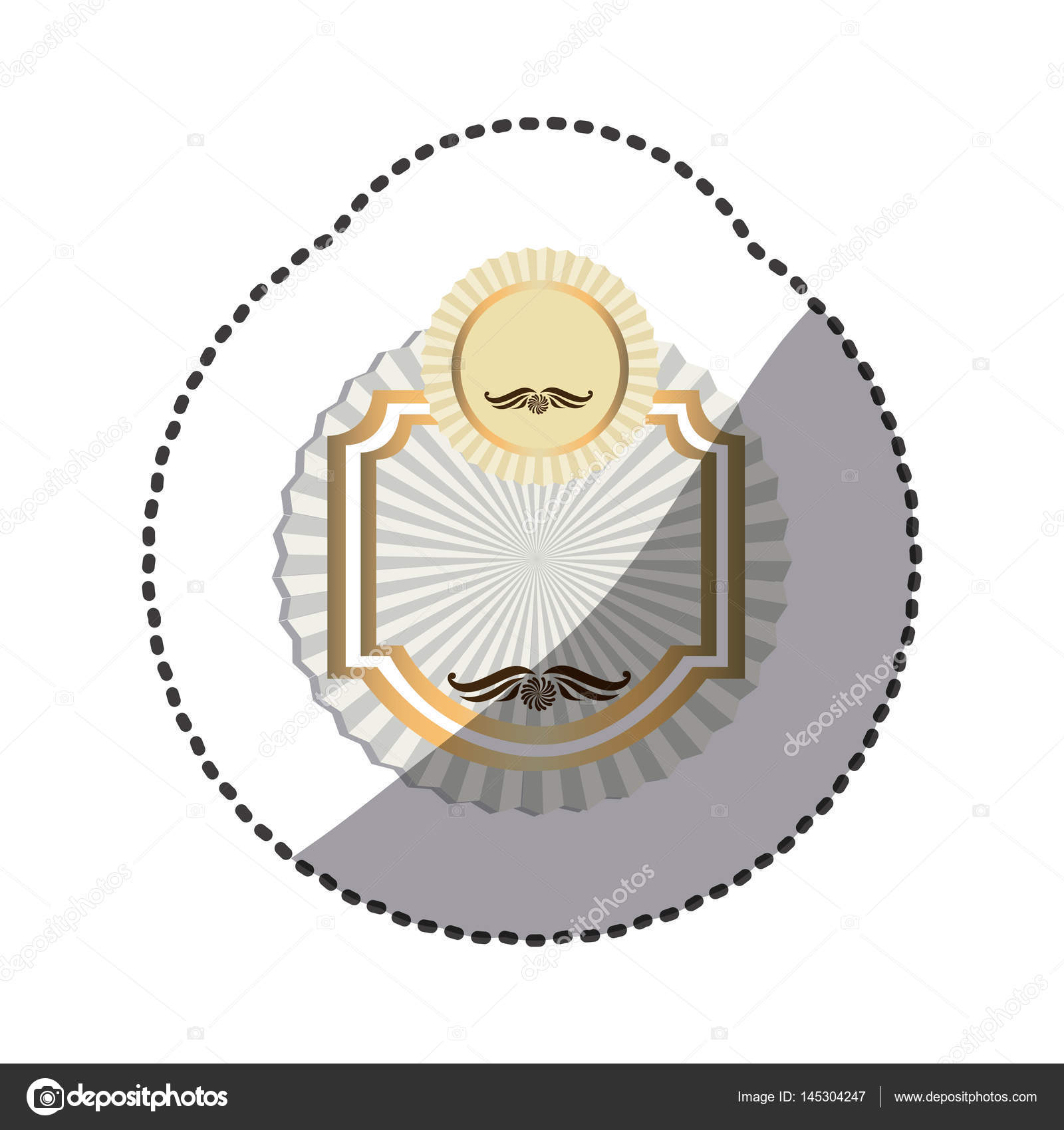 Emblema rosa con símbolos dentro del icono Vector de stock #145304247 ...