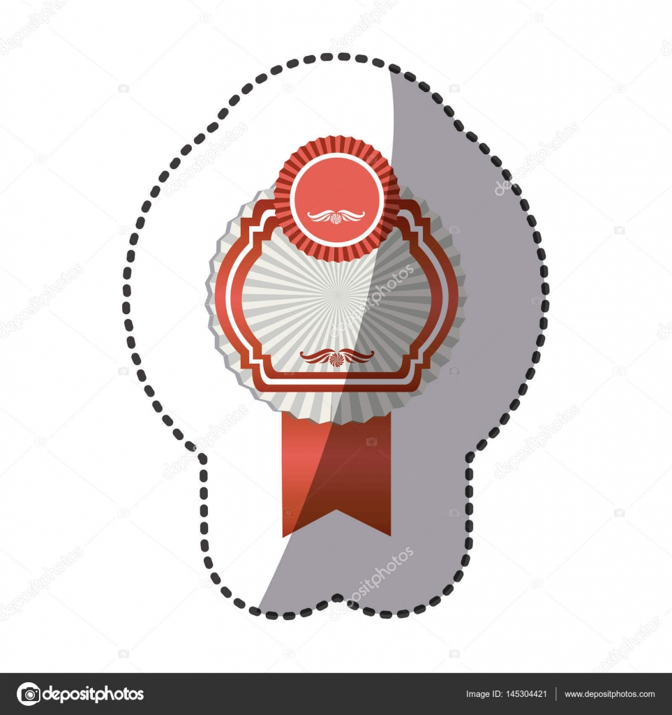 Emblema rosa com símbolos dentro com ícone de fita Vetor de stock de ...