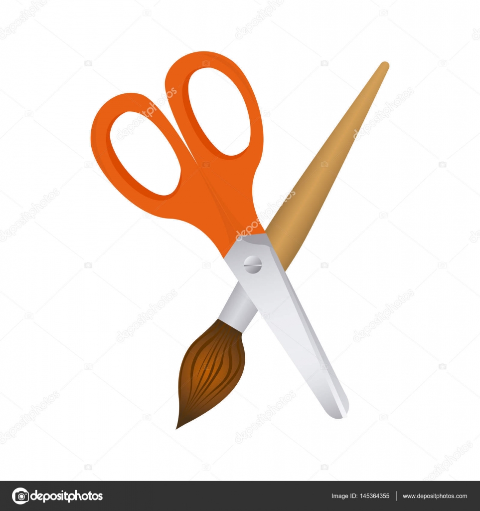 Scissor with paint brush icon — Stock Vector © grgroupstock #145364355