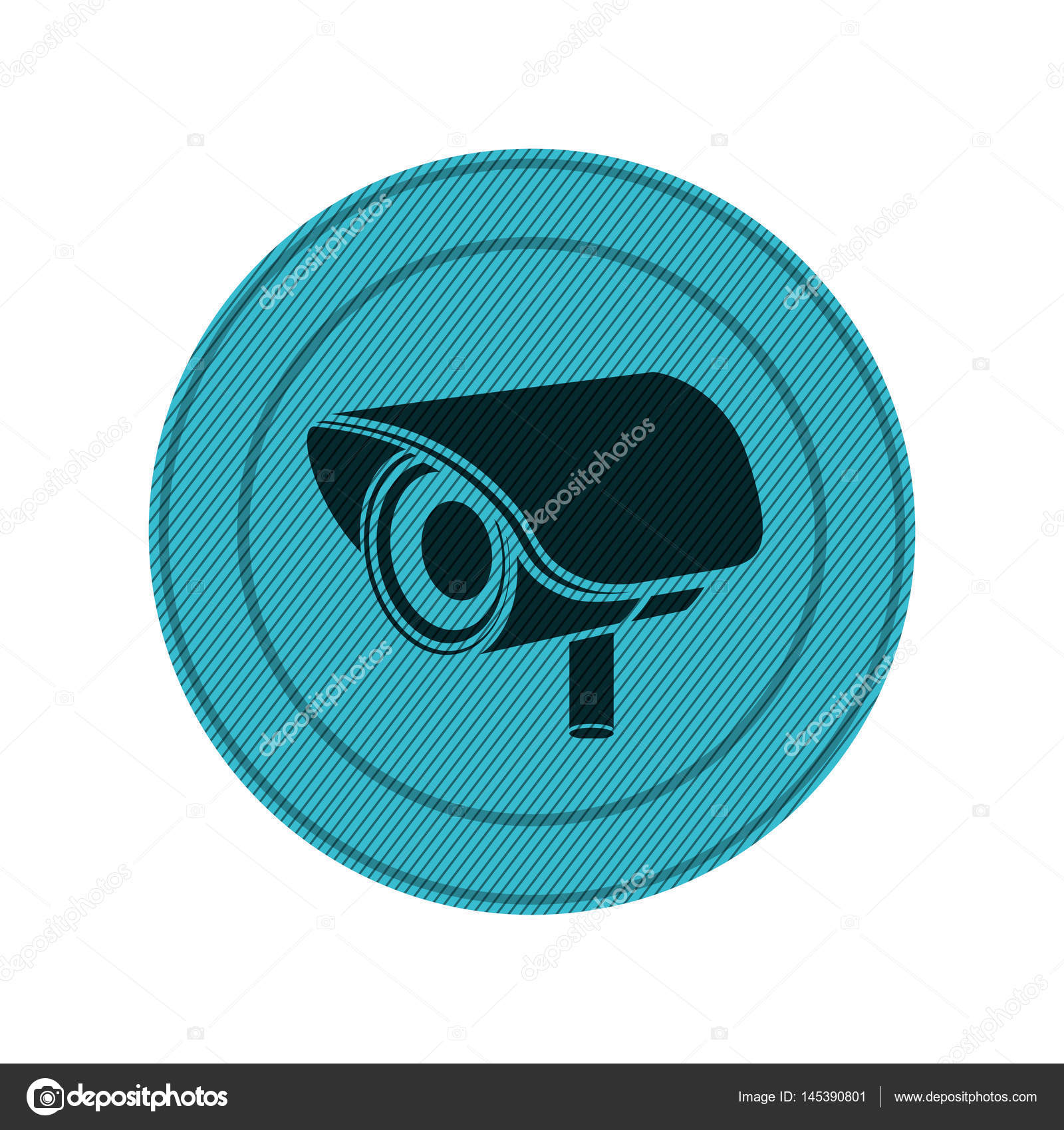 Blue circular frame with exterior video security camera Stock Vector ...