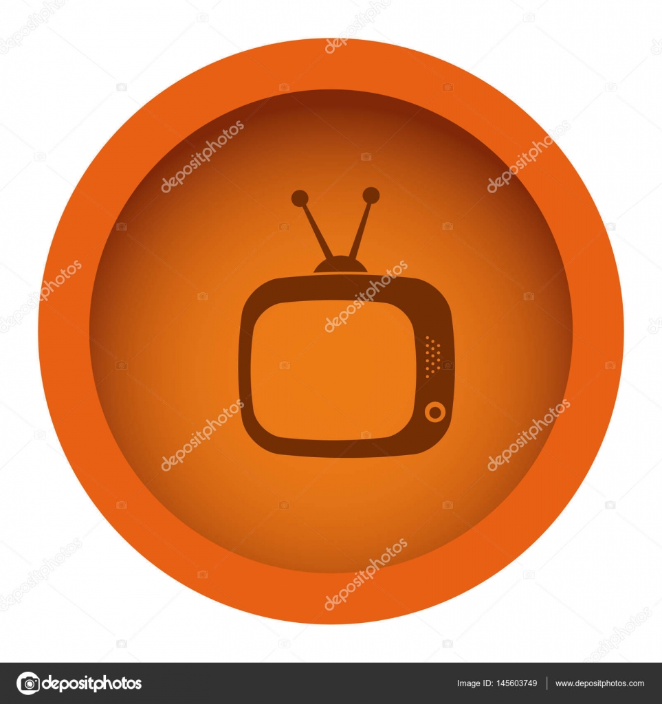 Orange color circular frame with silhouette antique tv Stock Vector ...
