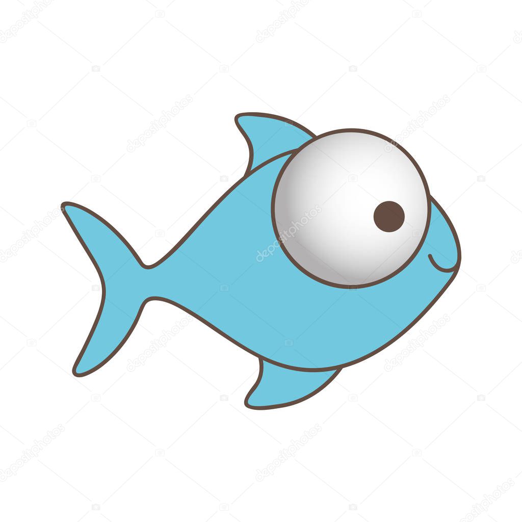 Blue fish with big eyes | Blue fish with big eyes icon — Stock Vector ...