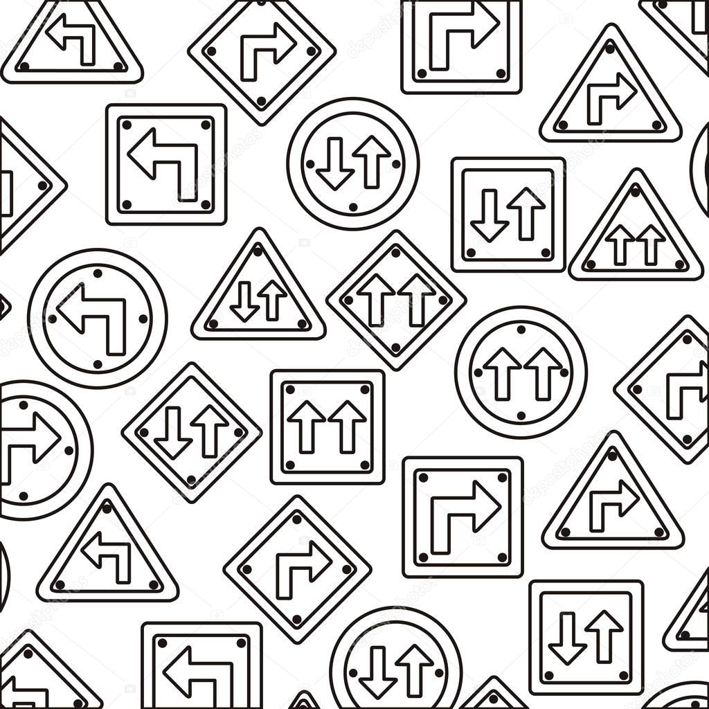 Silhouette pattern road traffic sign with arrows set — Stock Vector ...
