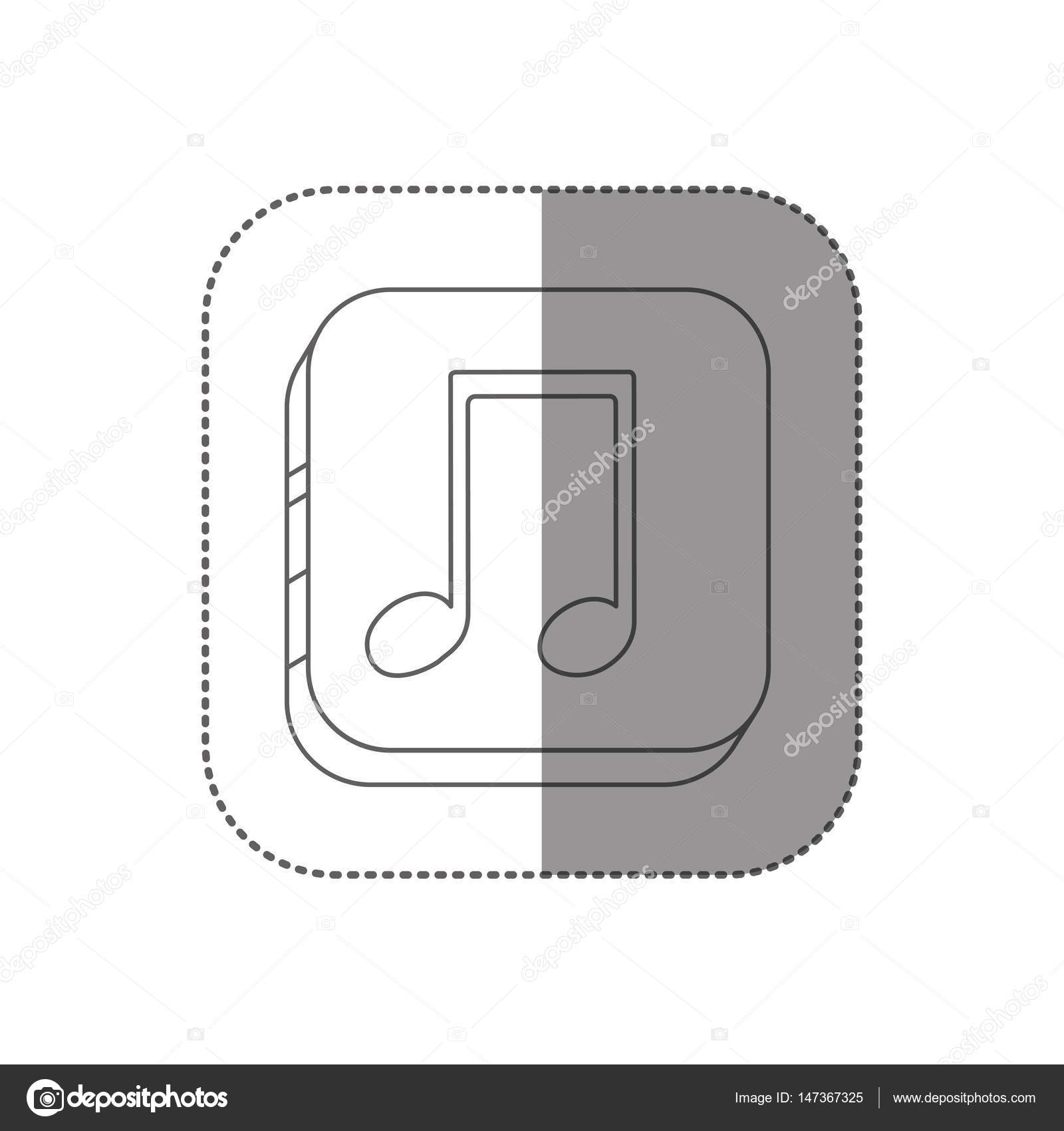 Sticker square silhouette button with contour musical note Stock Vector ...