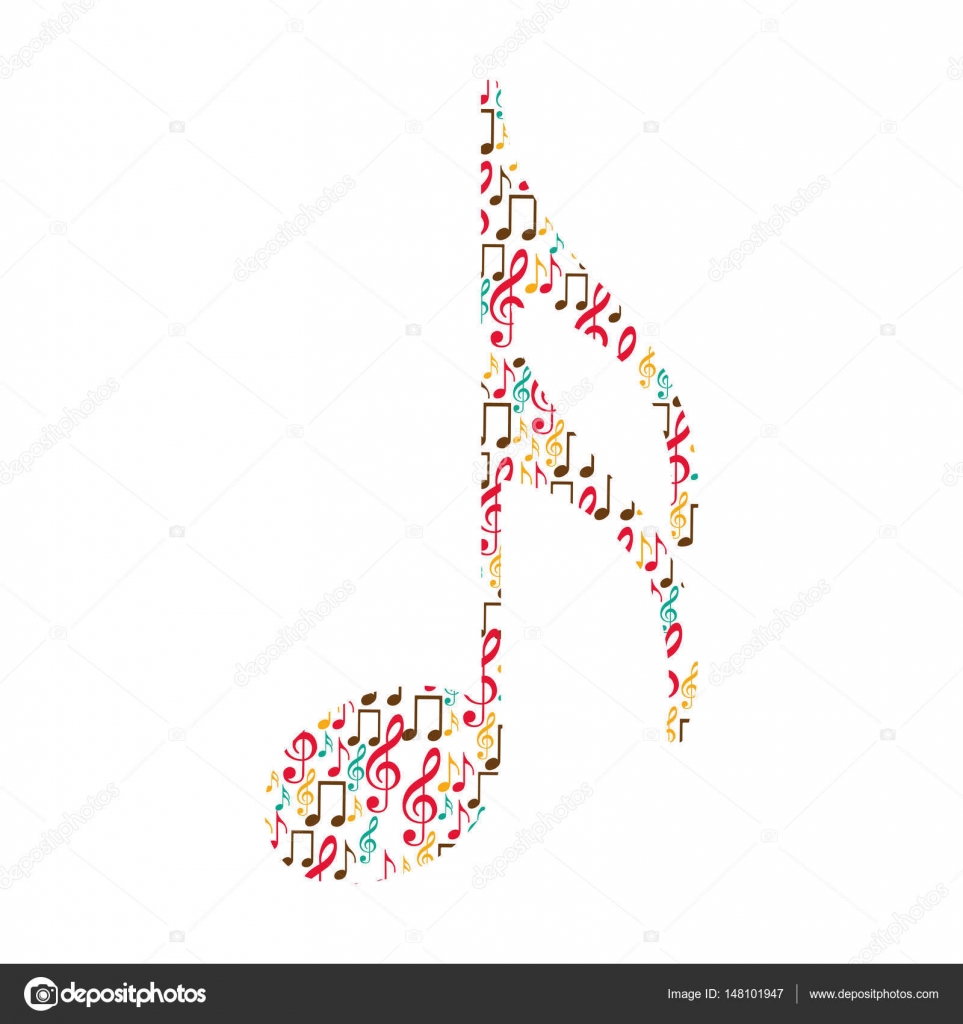 Semiquaver note color silhouette formed by musical notes Stock Vector ...