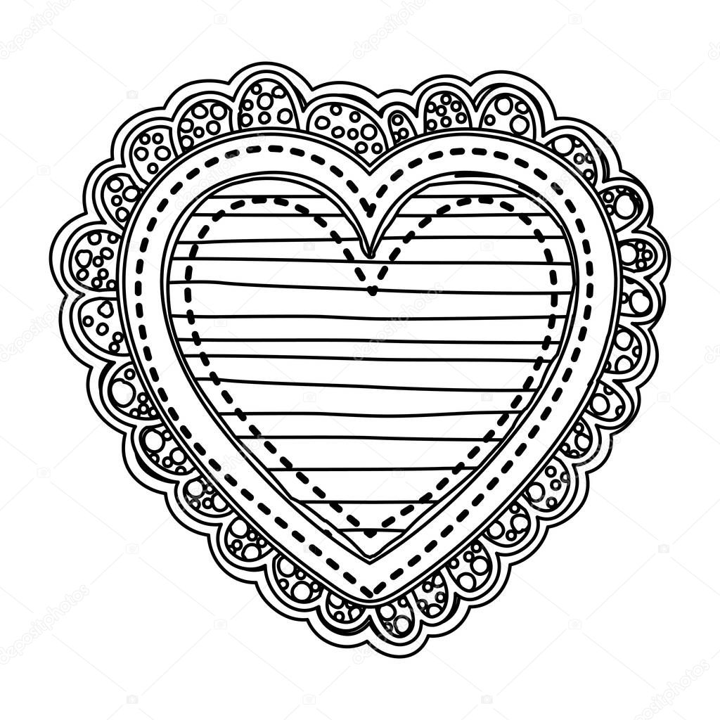 silueta forma de corazón con líneas de patrón con bordes decorativos 2023