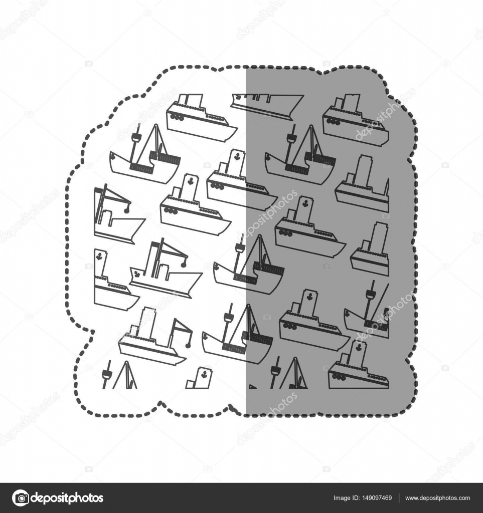 Sticker silhouette pattern vessel and ship design Stock Vector by ...