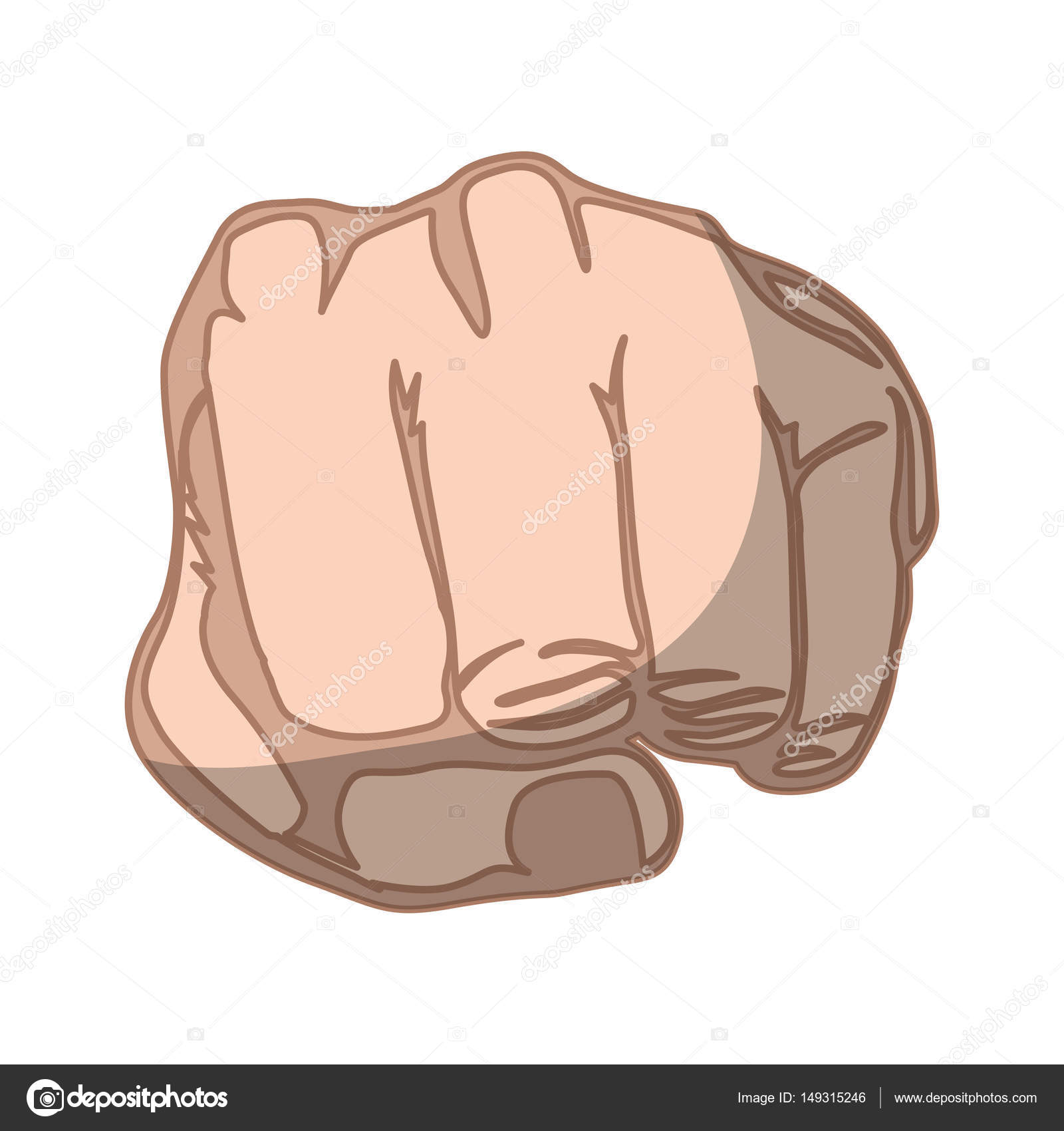 Silhouette with shadows and skin color left hand front fist Stock ...