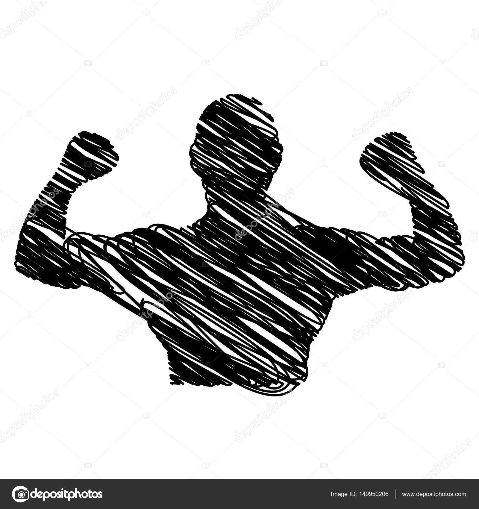 Silhouette drawing half body muscle man fitness Stock Vector by ...