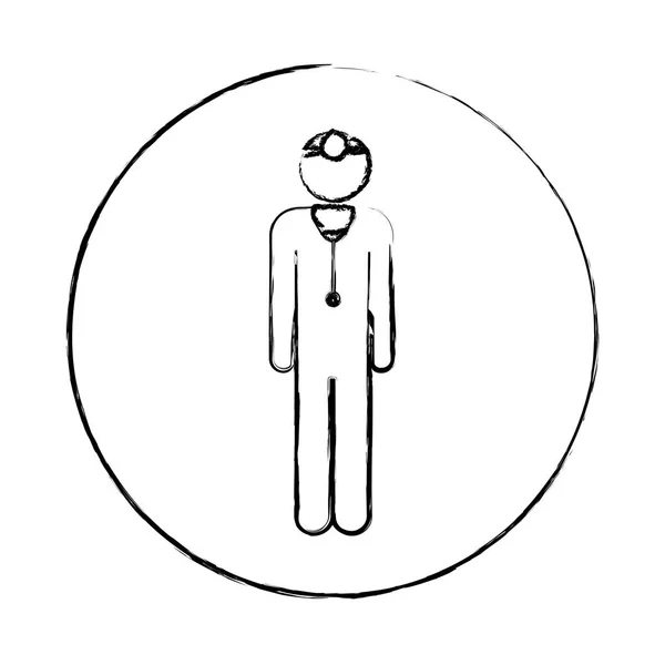 Blurred circular frame silhouette pictogram person hospitalized in ...