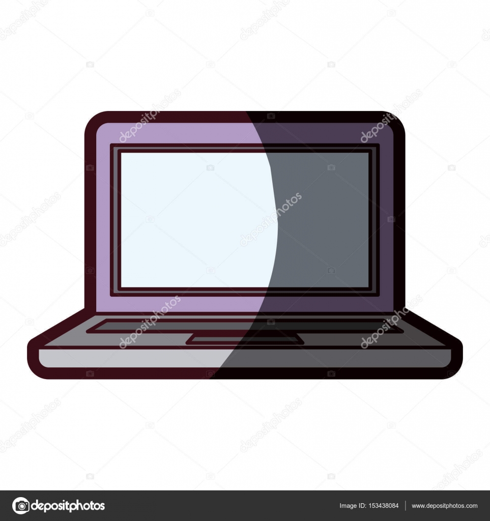 White background with laptop computer with bezel screen purple and ...