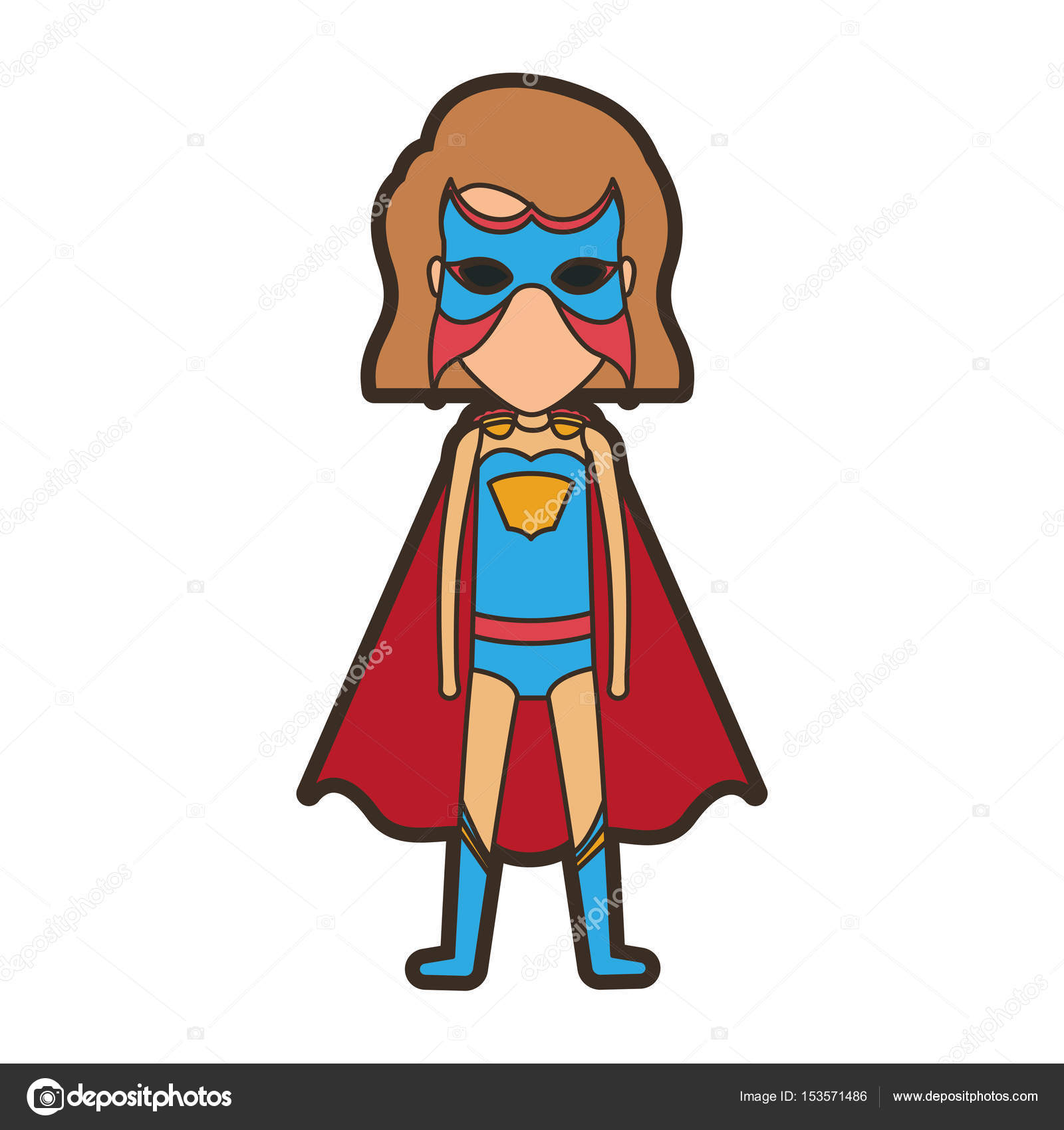 Colorful silhouette with faceless standing girl superhero with short ...