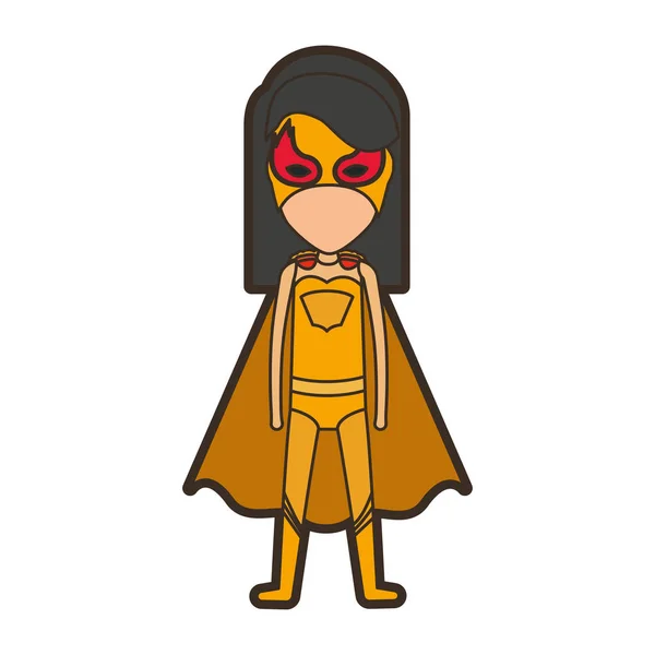 Colorful silhouette with faceless standing girl superhero with short ...