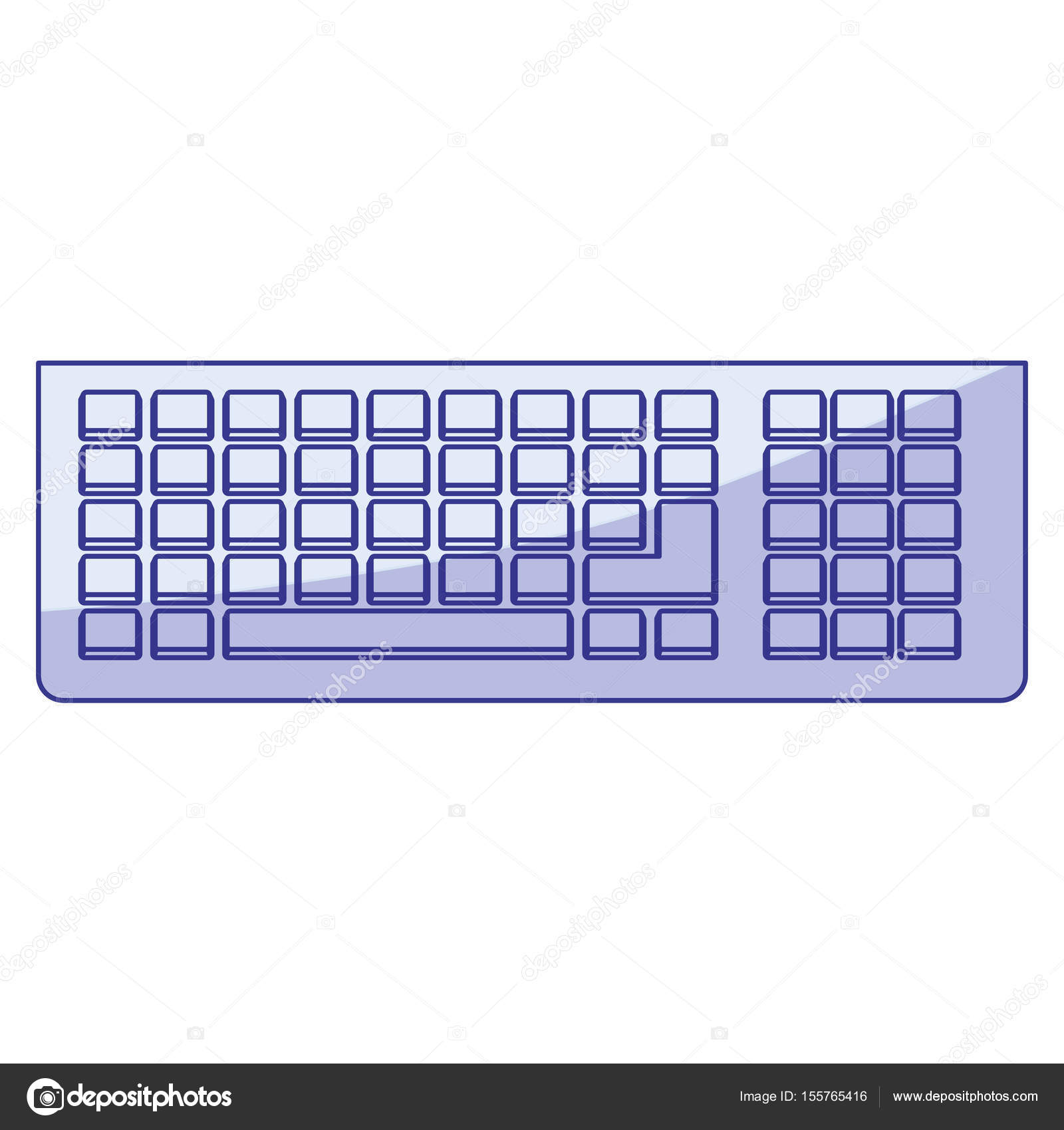Blue shading silhouette of computer keyboard Stock Vector Image by ...