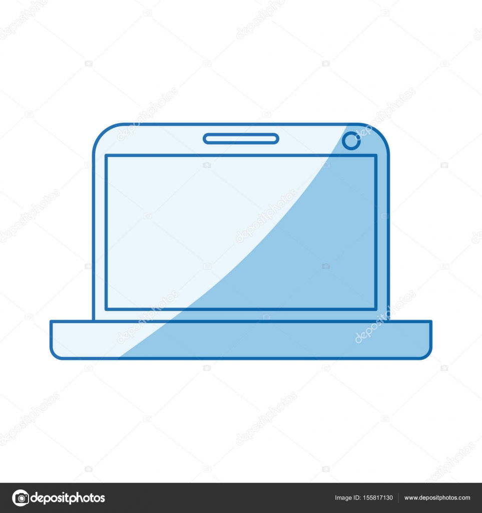 Blue color shading silhouette modern laptop tech Stock Vector Image by ...