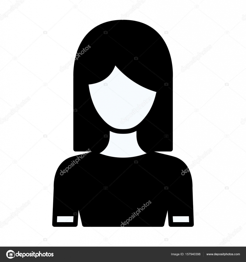 Silueta negra contorno grueso de mujer medio cuerpo sin rostro con ...