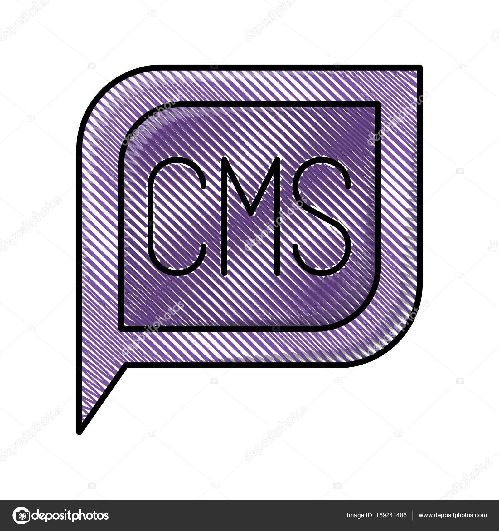 Colored pencil silhouette dialogue square with tail with cms symbol ...