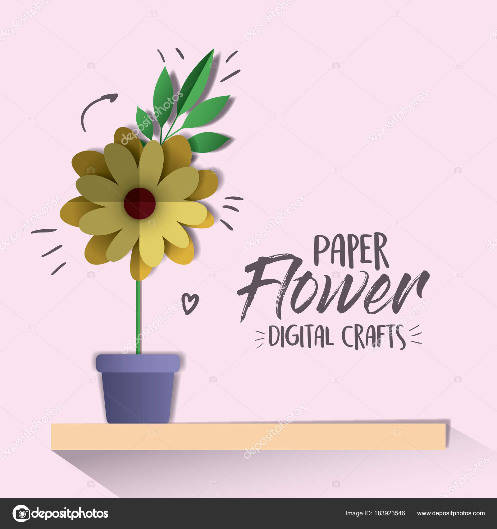 Paper flower digital craft Stock Vector by ©grgroupstock 183923546