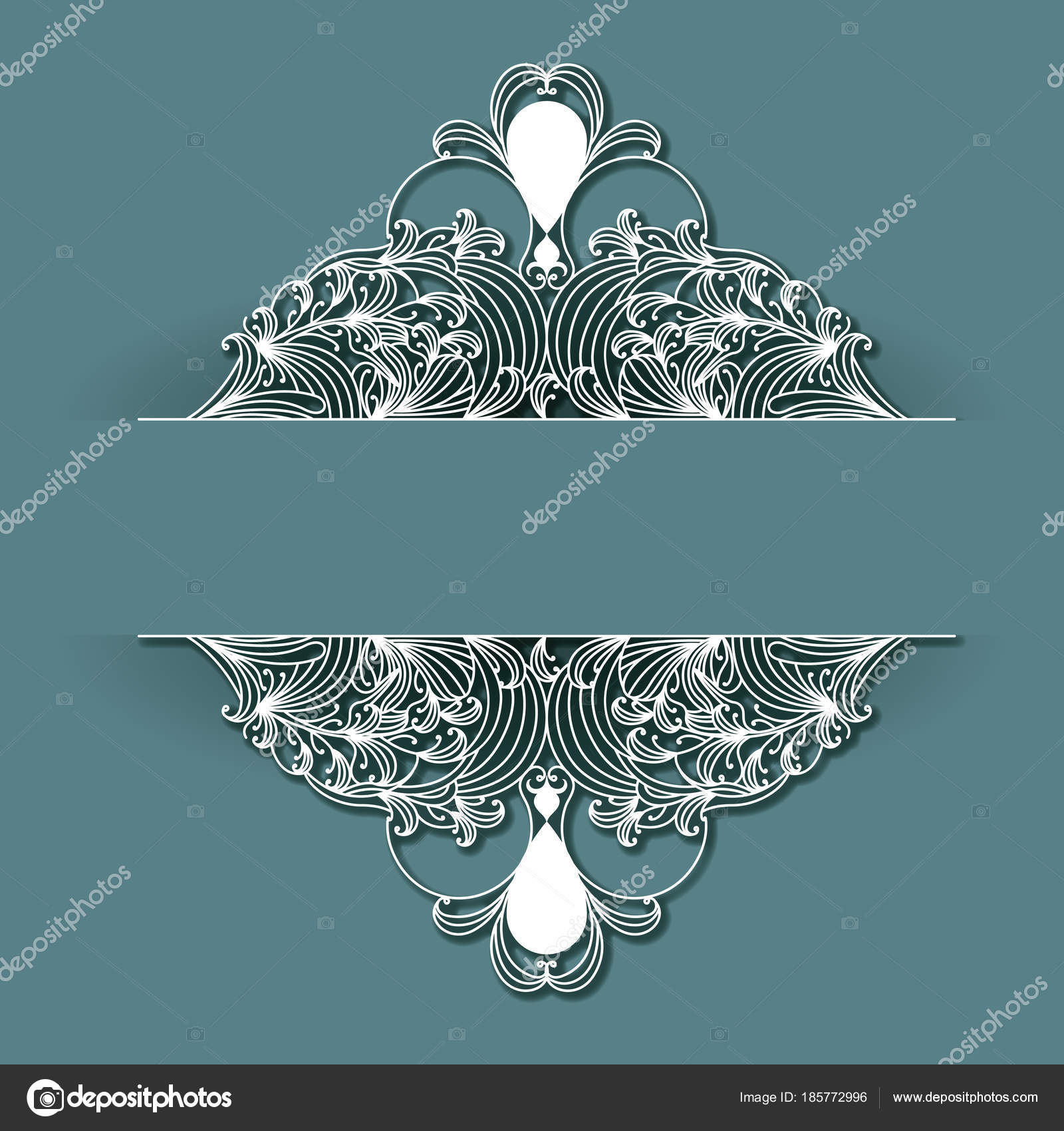 Laser cutting wedding frame decoration design on dark cyan color ...