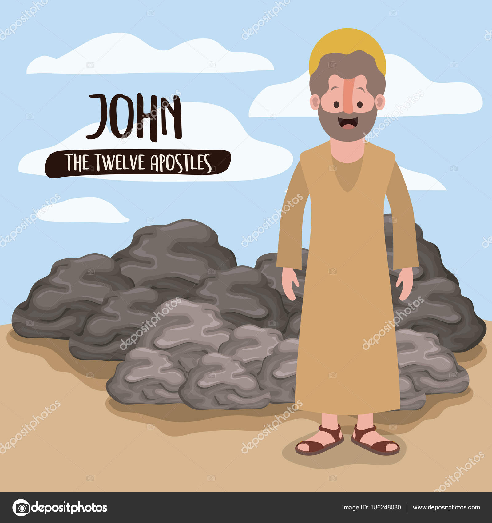 The twelve apostles poster with john in scene in desert next to the ...