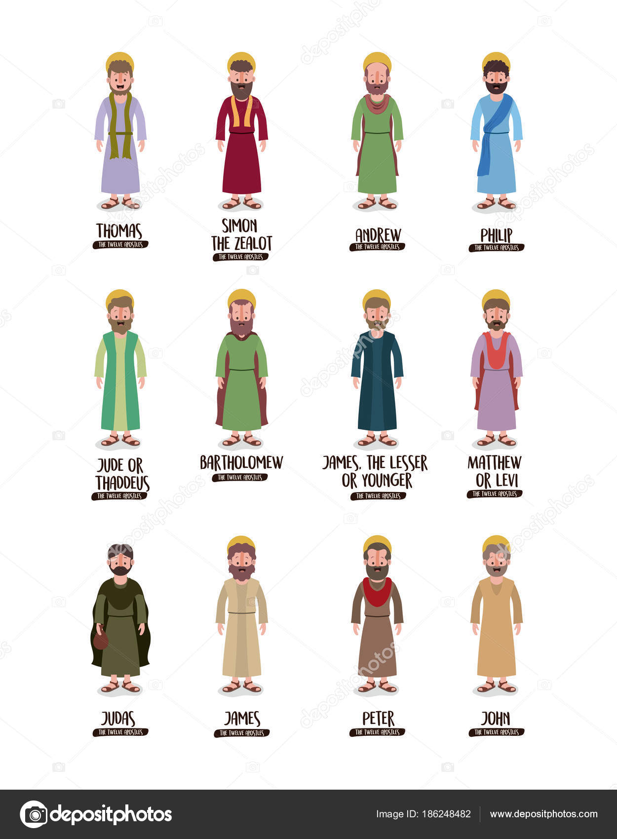 Fundo com os doze apóstolos em silhueta colorida Vetor de stock de ...