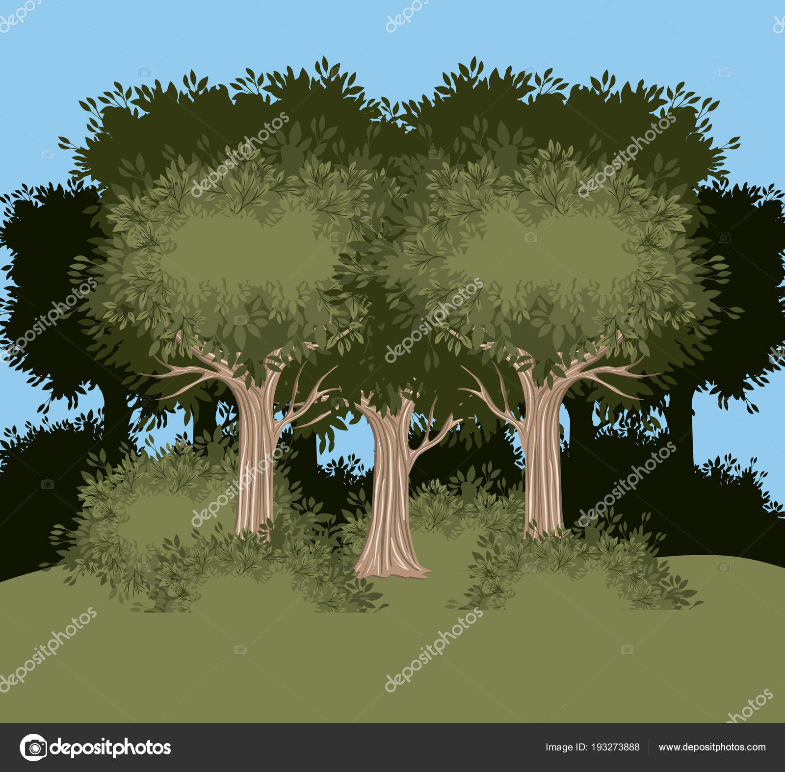 Tree forest landscape blurred colors Stock Vector by ©grgroupstock ...