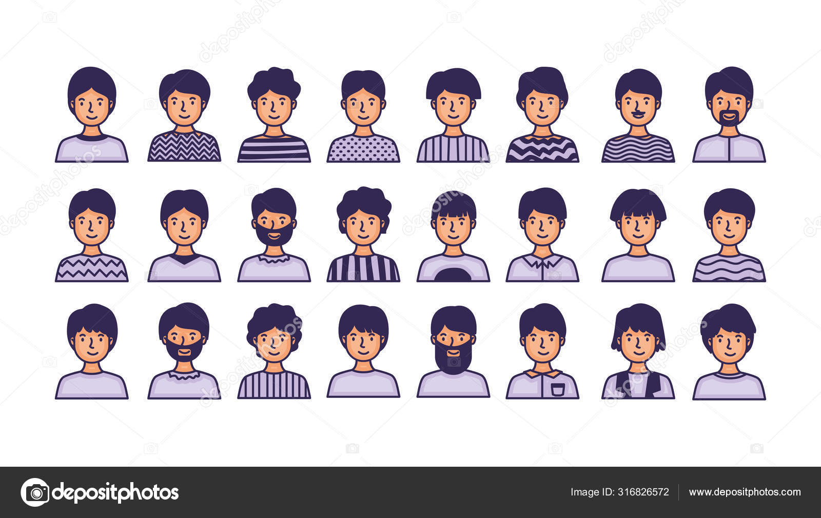 Group of men avatars characters fill style Stock Vector by ...